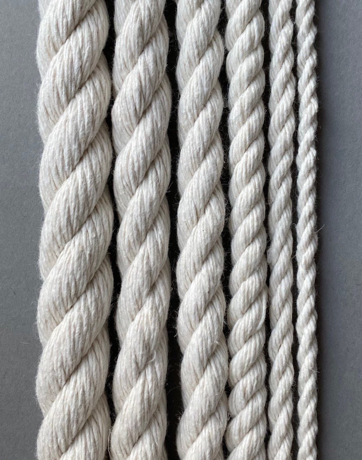 Twisted Cotton Rope Macramé Crafting Cord Triple Strand Natural White ...