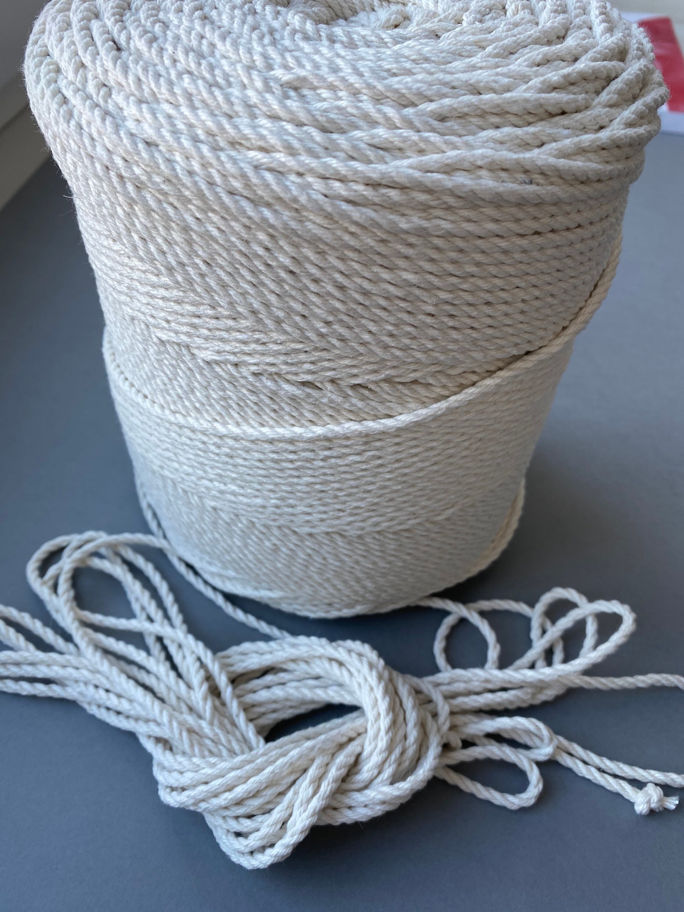 White Macrame 3 Mm Rope, Twisted Rope Spool 100 M, Planthanger Rope ...