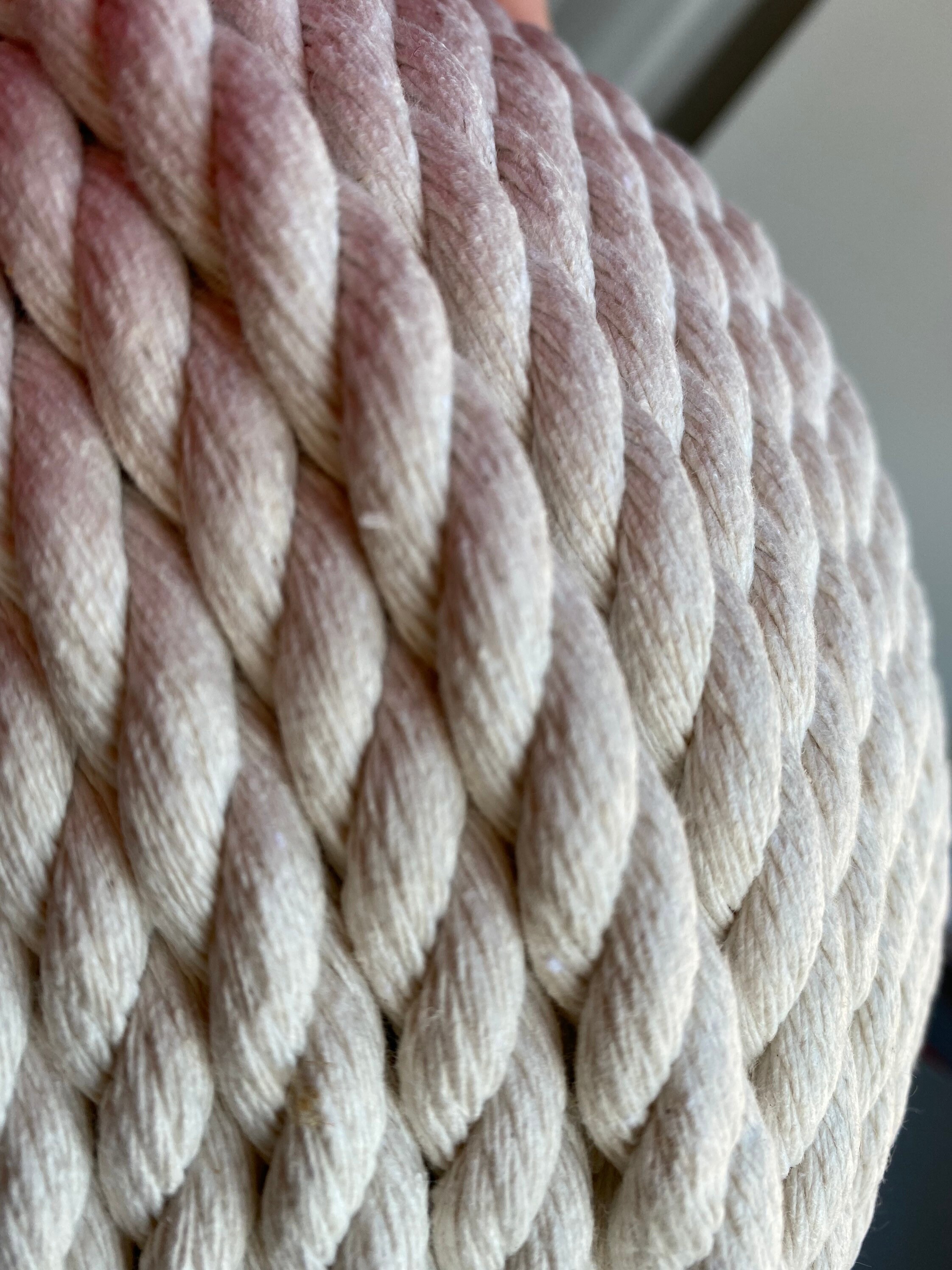 White 12 Mm Twisted Cotton Rope, 10 Meters Natural Rope. Planthanger ...