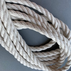 White 8 Mm Twisted Cotton Rope, 10 Meters Natural Rope. Planthanger ...