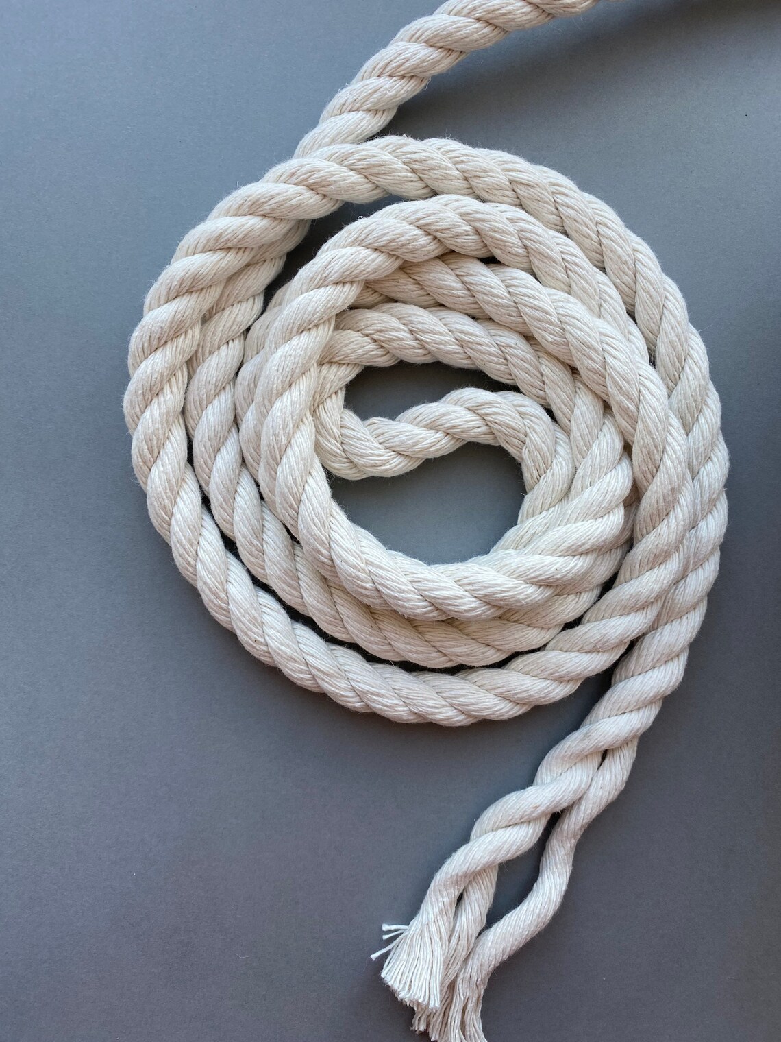 White 12 Mm Twisted Cotton Rope, 10 Meters Natural Rope. Planthanger ...