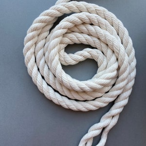 White 12 Mm Twisted Cotton Rope, 10 Meters Natural Rope. Planthanger ...