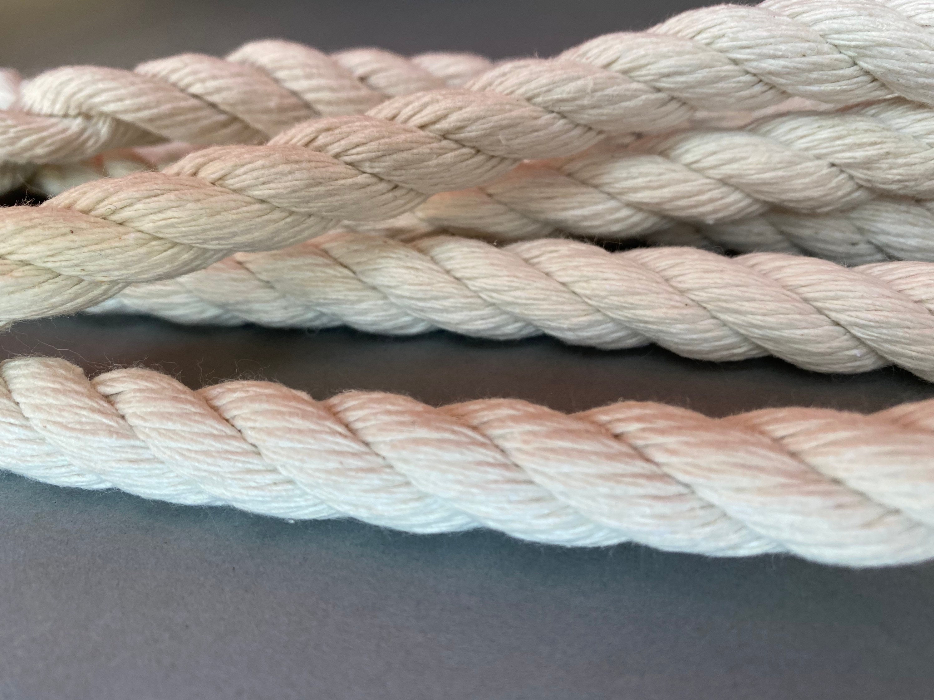 White 12 Mm Twisted Cotton Rope, 10 Meters Natural Rope. Planthanger ...