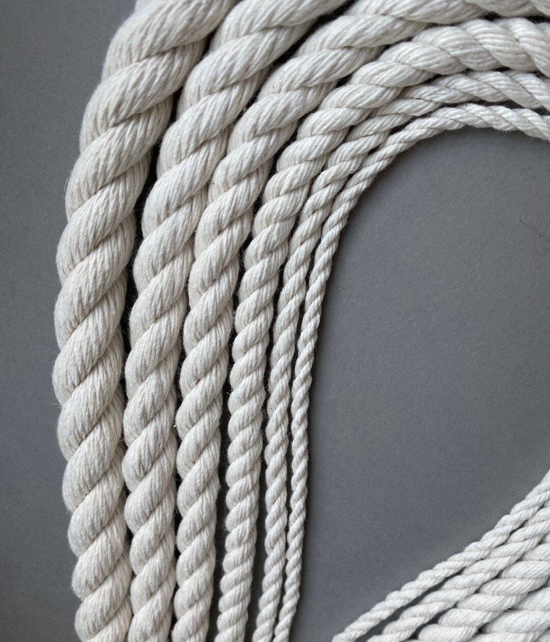 Twisted Cotton Rope Macramé Crafting Cord Triple Strand Natural White ...
