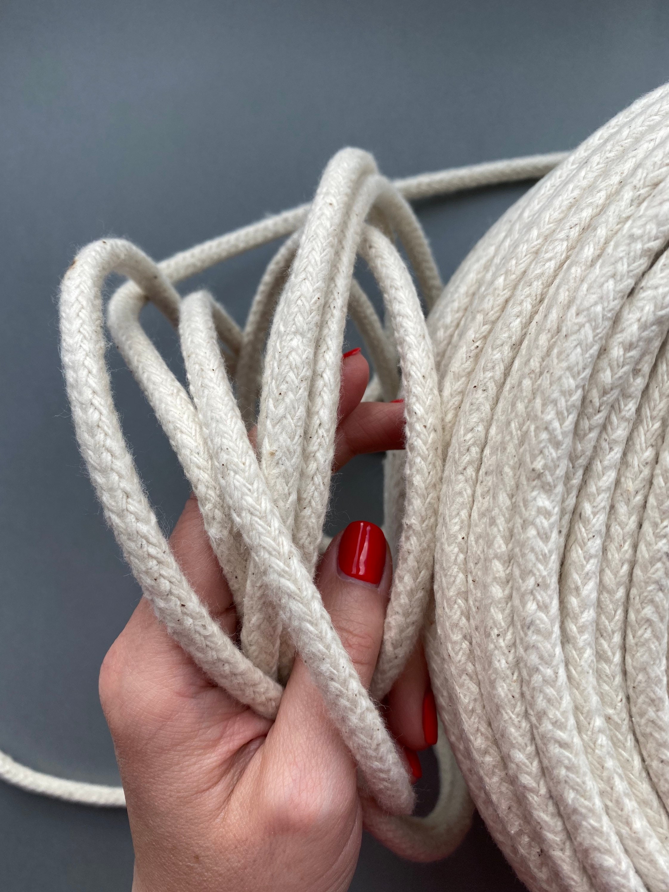 8 Mm Cotton Braided Rope, 10 Meters Massiv Braided Rope, Soft Macrame ...
