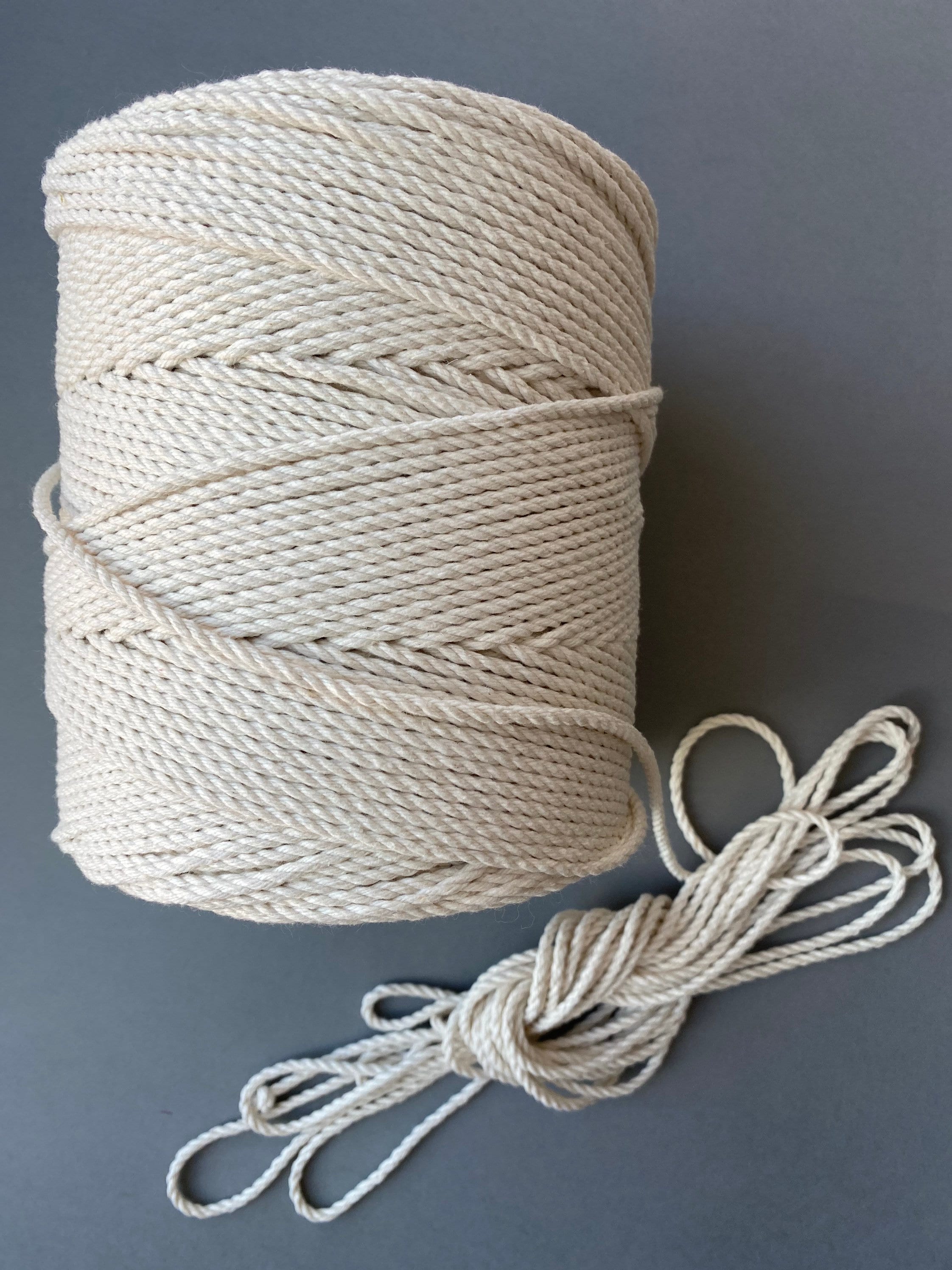 White Macrame 3 Mm Rope, Twisted Rope Spool 100 M, Planthanger Rope ...