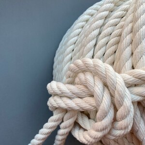 White 12 Mm Twisted Cotton Rope, 10 Meters Natural Rope. Planthanger ...