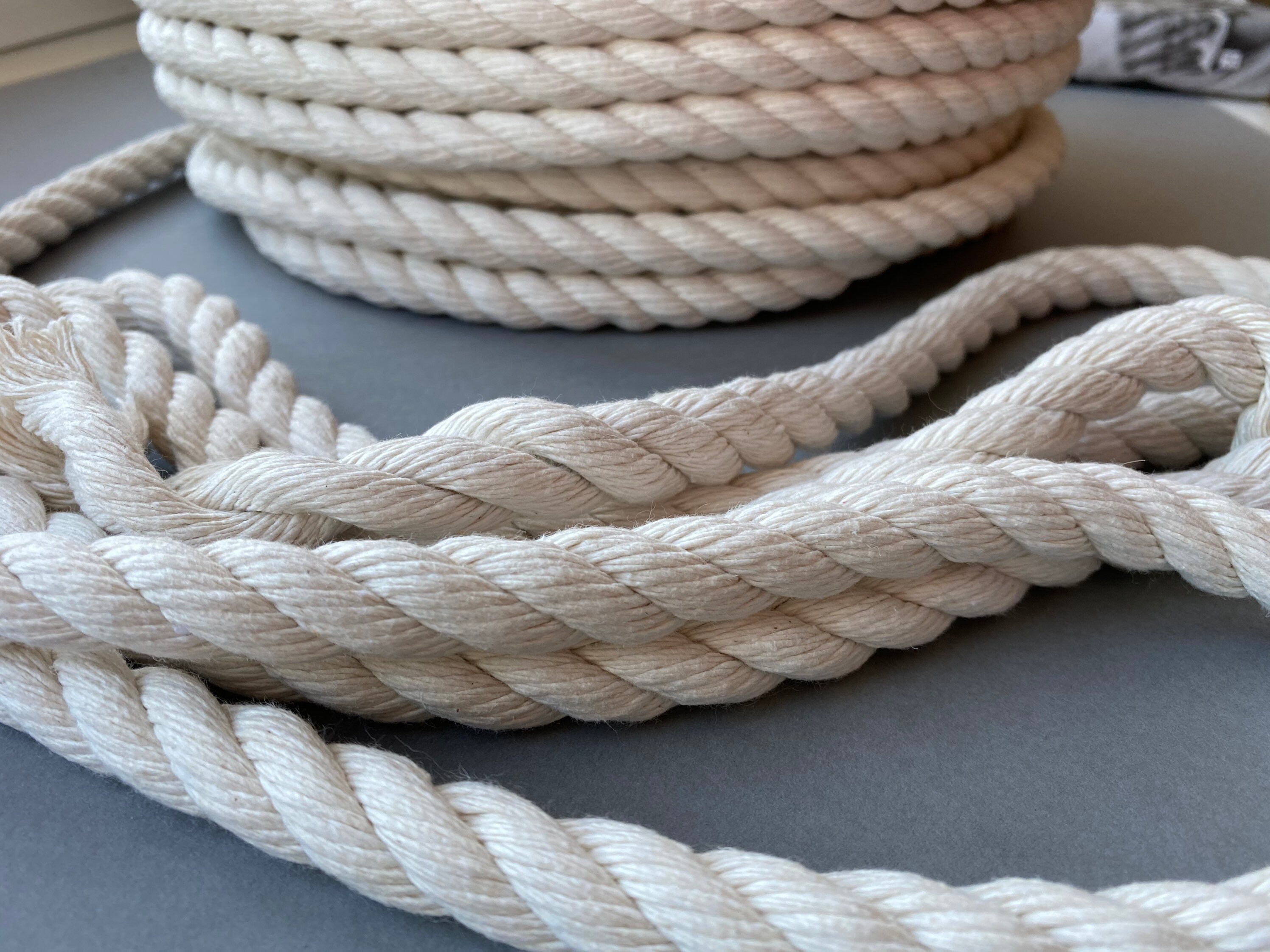 White 12 Mm Twisted Cotton Rope, 10 Meters Natural Rope. Planthanger ...