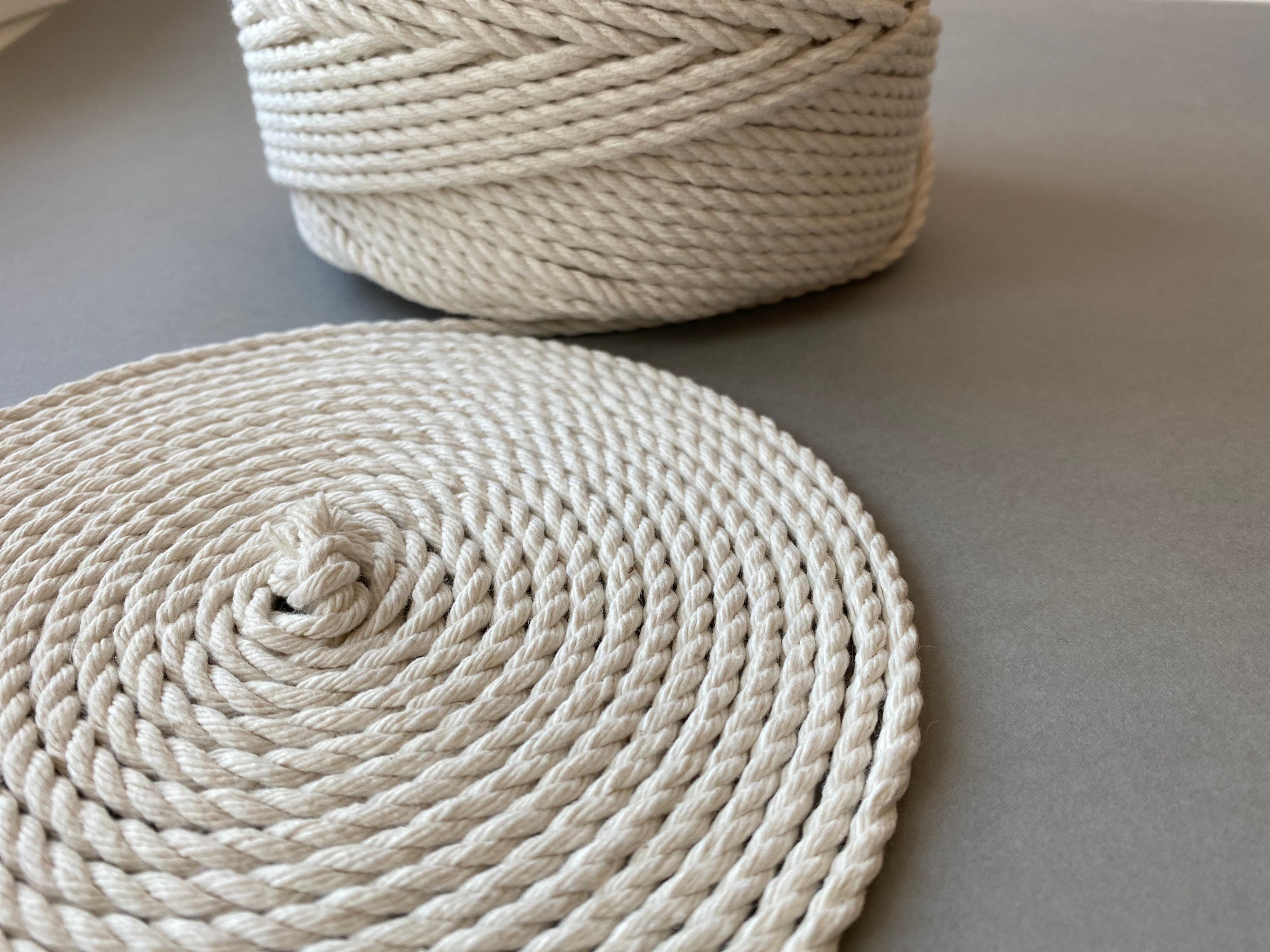 Macramé de 4 mm Cuerda torcida color blanco, cordón de macramé suave ...
