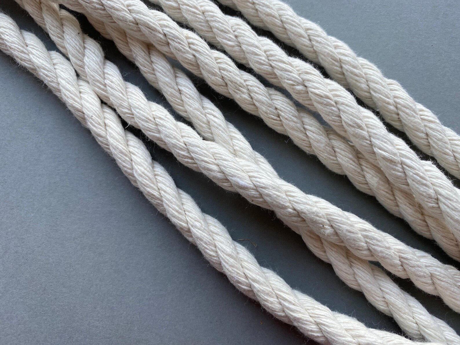 White 8 Mm Twisted Cotton Rope, 10 Meters Natural Rope. Planthanger ...