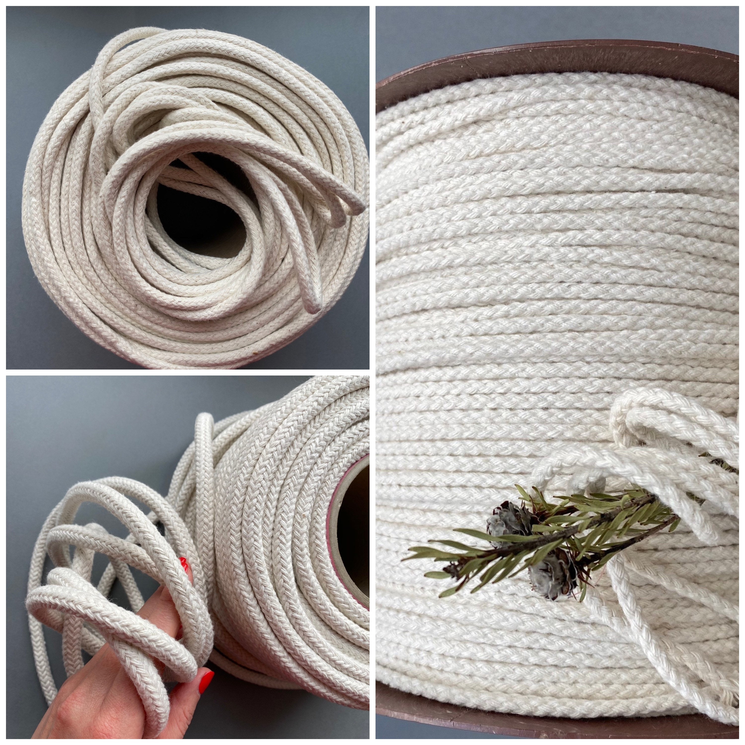 Braided Cotton Rope Macramé Crafting Cord off White Cotton Rope Macramé ...