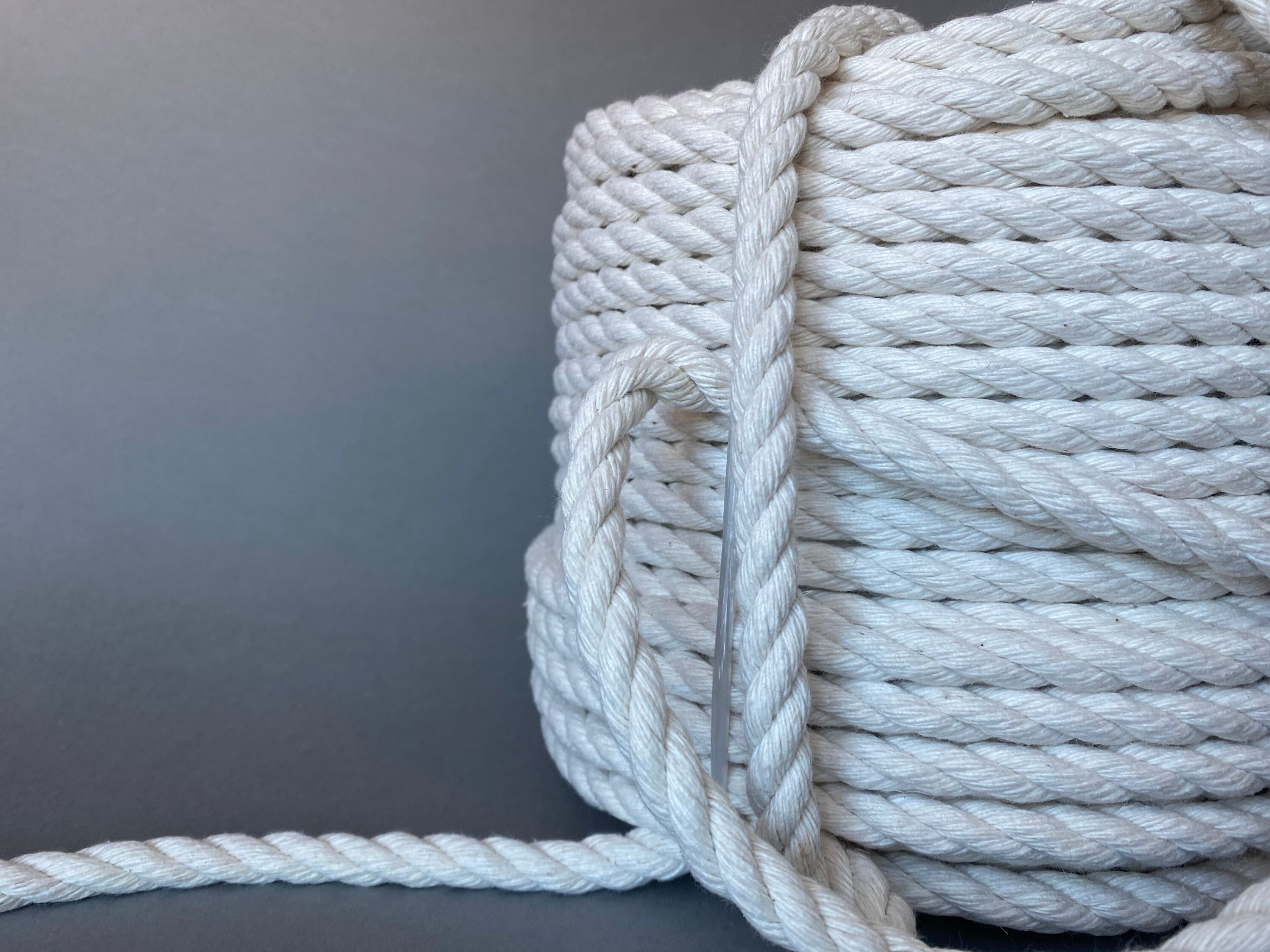 White 8 Mm Twisted Cotton Rope, 10 Meters Natural Rope. Planthanger ...