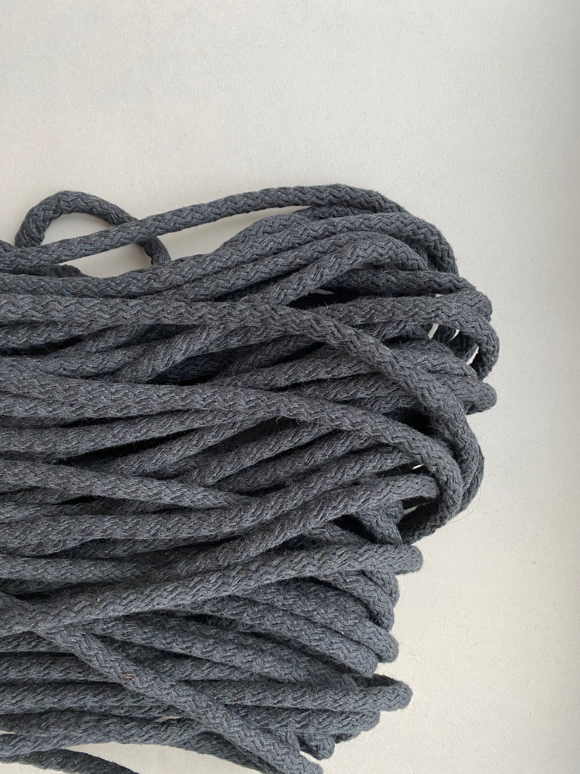 Black Macrame 8 Mm Rope, 10 Meters Braided Macrame Rope, Planthanger ...