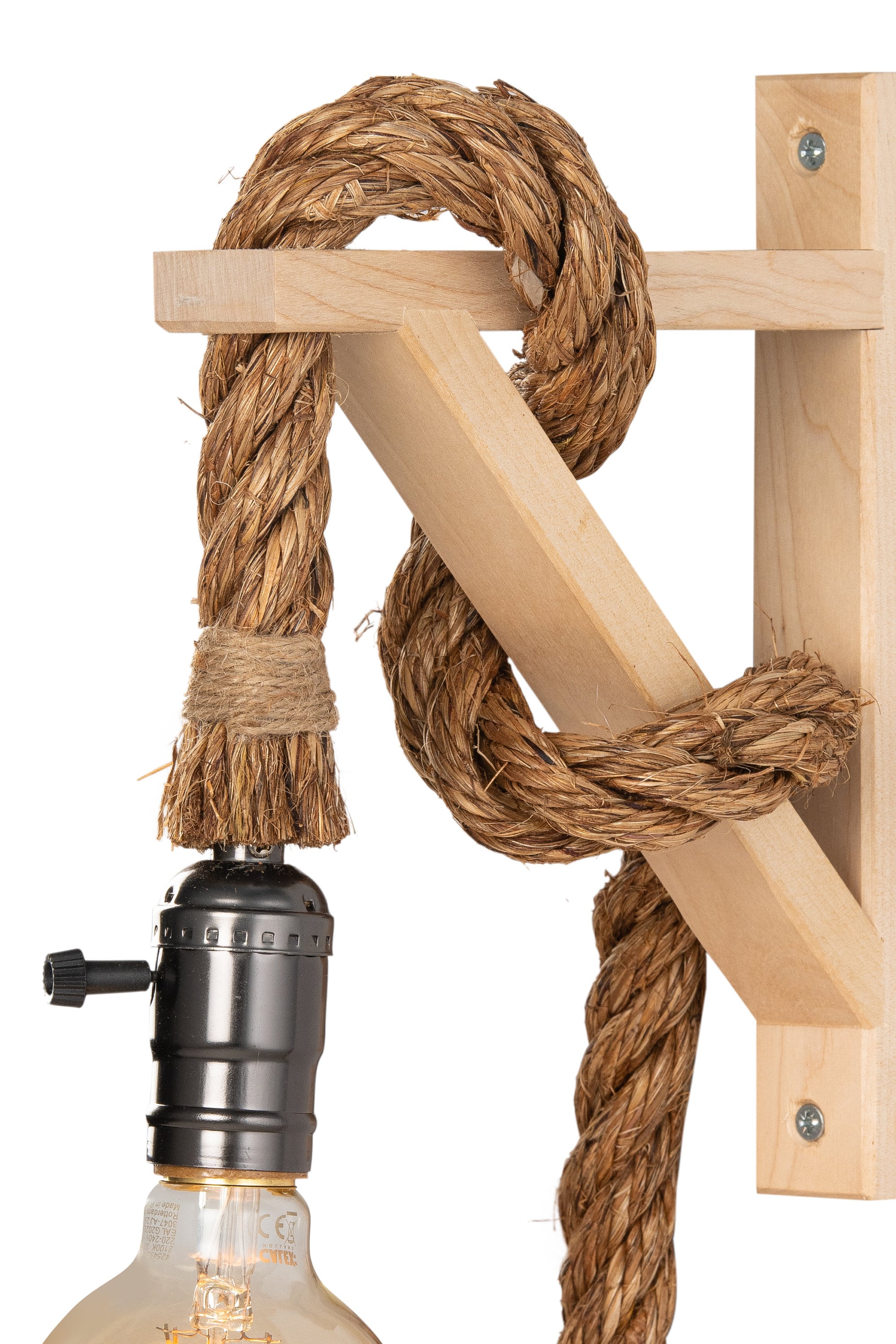 Wall Lamp With Rope Wood/rope Lamp - Etsy