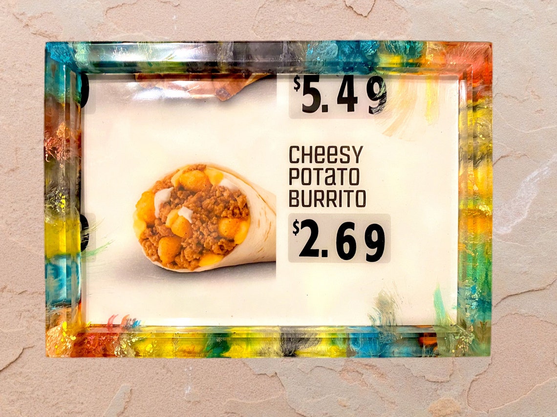 Taco Bell menu cheesy potato burrito resin tray | Etsy