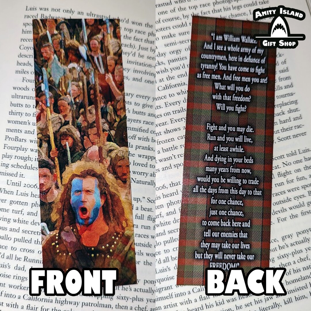 Braveheart Bookmark William Wallace Freedom Speech / Movie Fan Gift ...