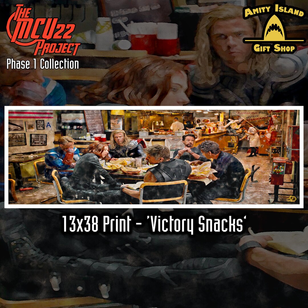 MCU22 Victory Snacks 13x38 Art Print Avengers and Shawarma - Etsy