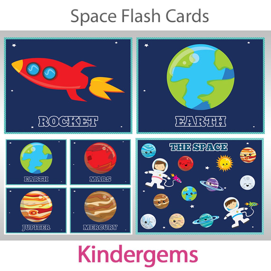 The Space Flash Cards Preschool Kindergarten Homeschool | Etsy