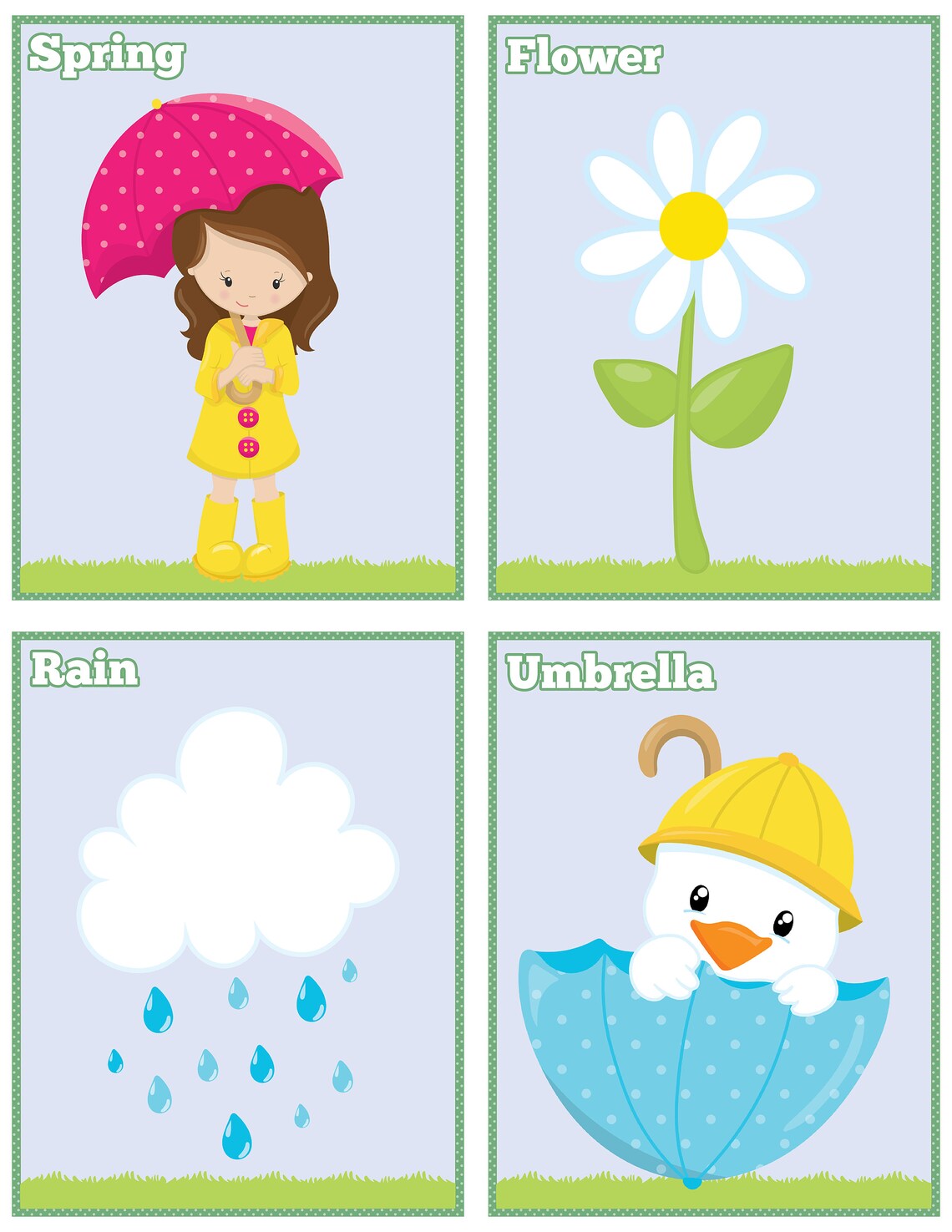 Spring Flash Cards Preschool Kindergarten Homeschool | Etsy