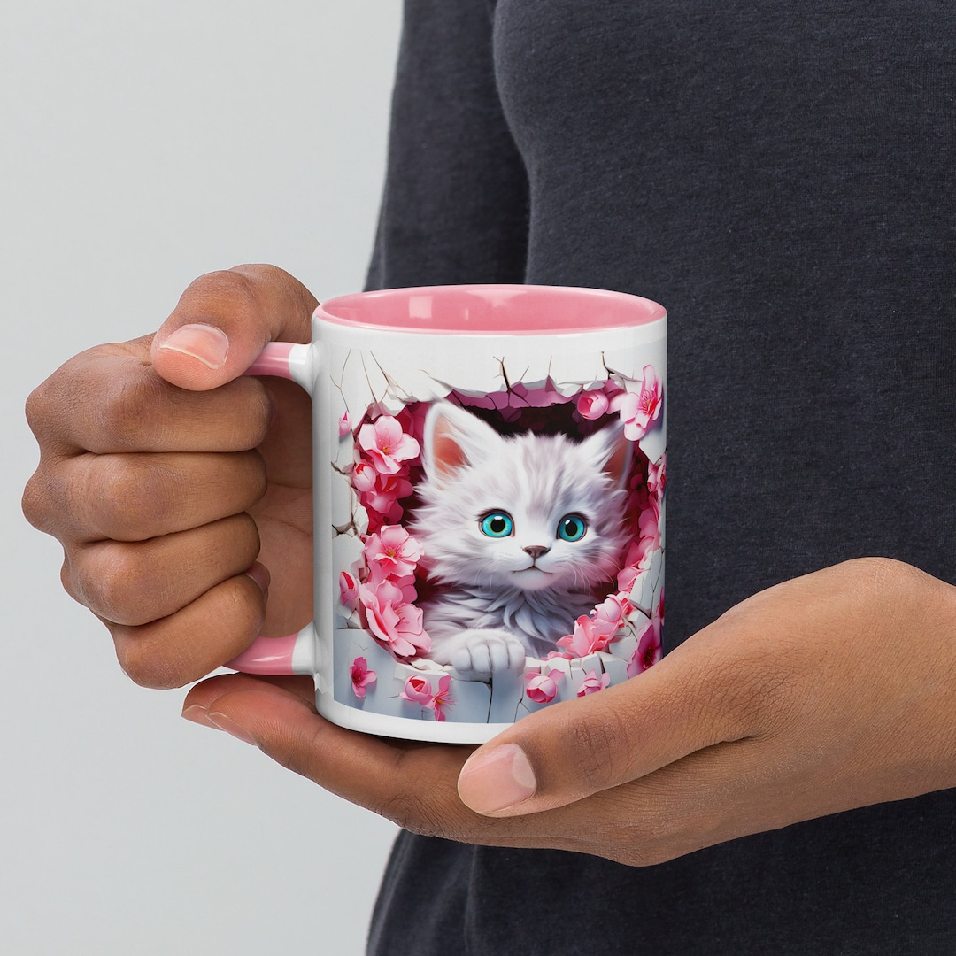 Cat 3D Ceramic Mug Playful Feline Design Coffee Cup With Kitten Unique ...