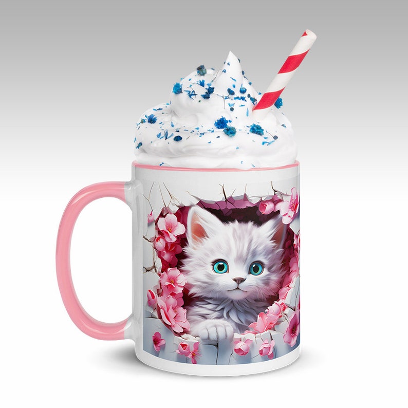 Cat 3D Ceramic Mug Playful Feline Design Coffee Cup With Kitten Unique ...