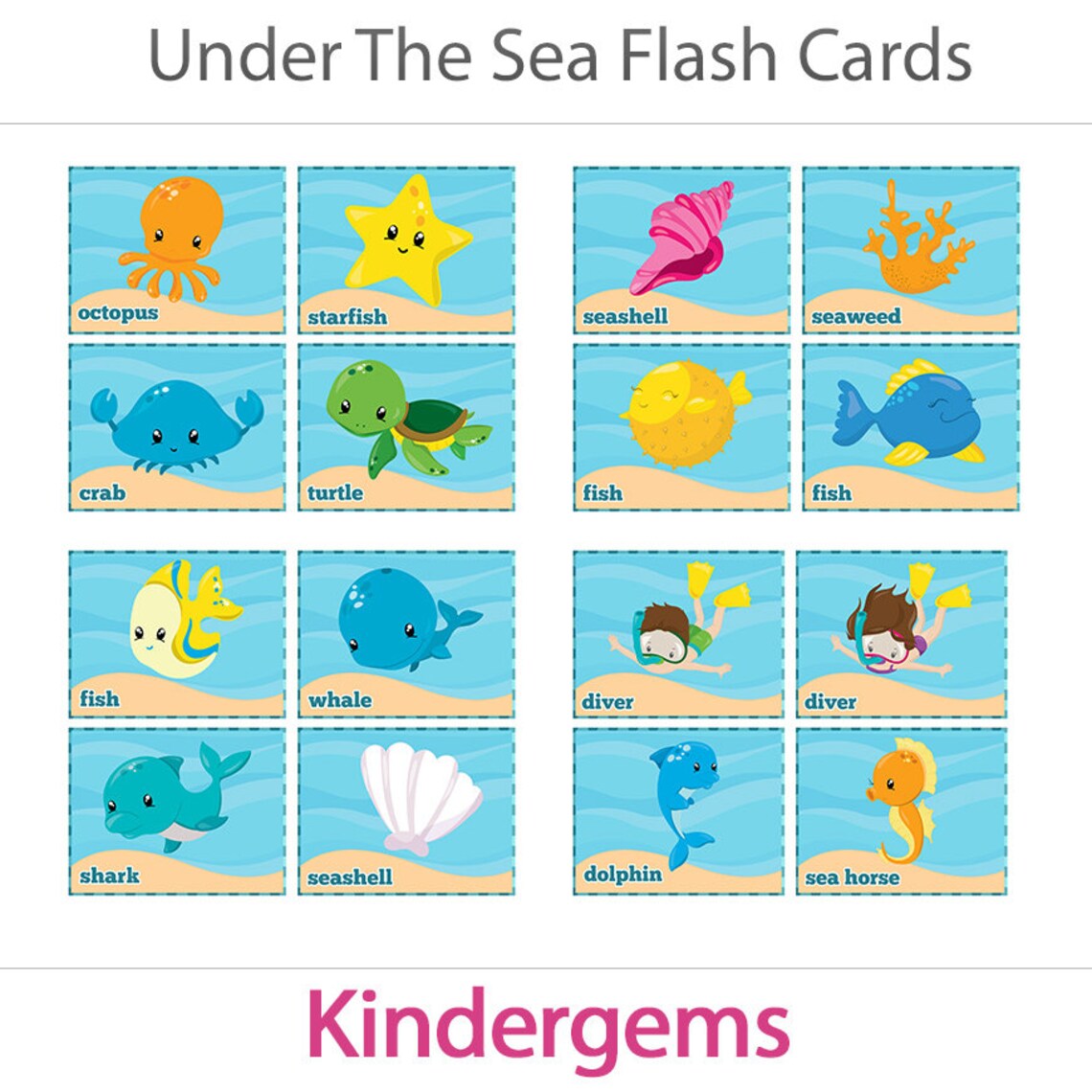 Under the Sea Flash Cards Preschool Kindergarten | Etsy