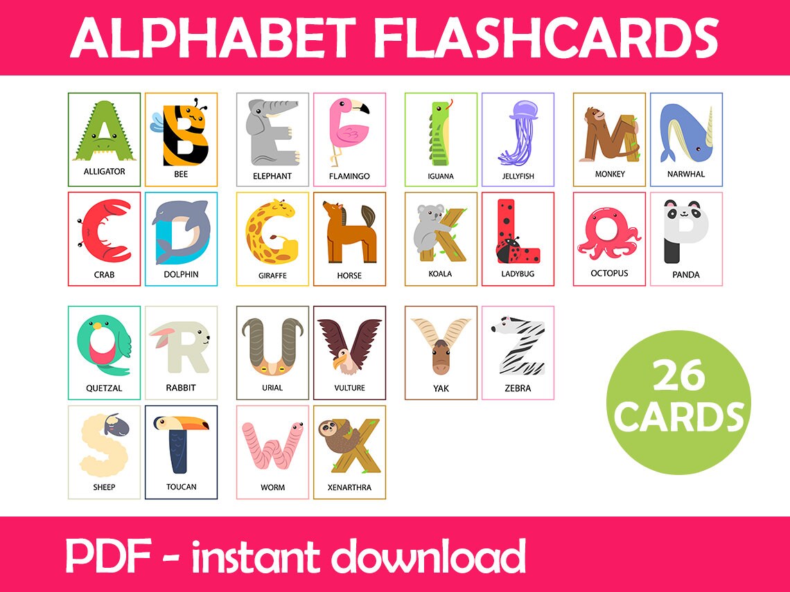 Alphabet Flashcards Preschool Kindergarten Homeschool | Etsy