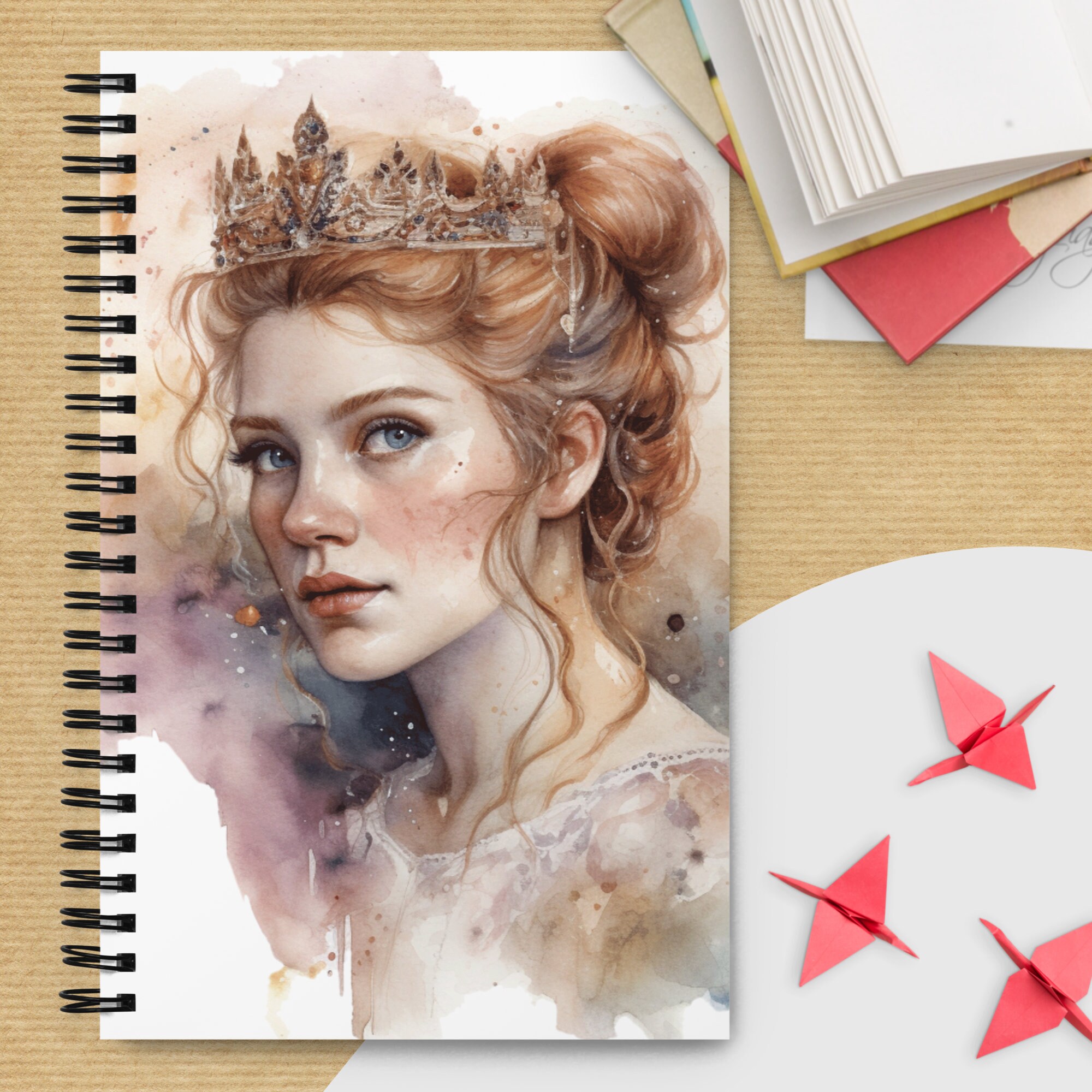Watercolor Princess Dreams Spiral Notebook Dotted Journal for Royal ...