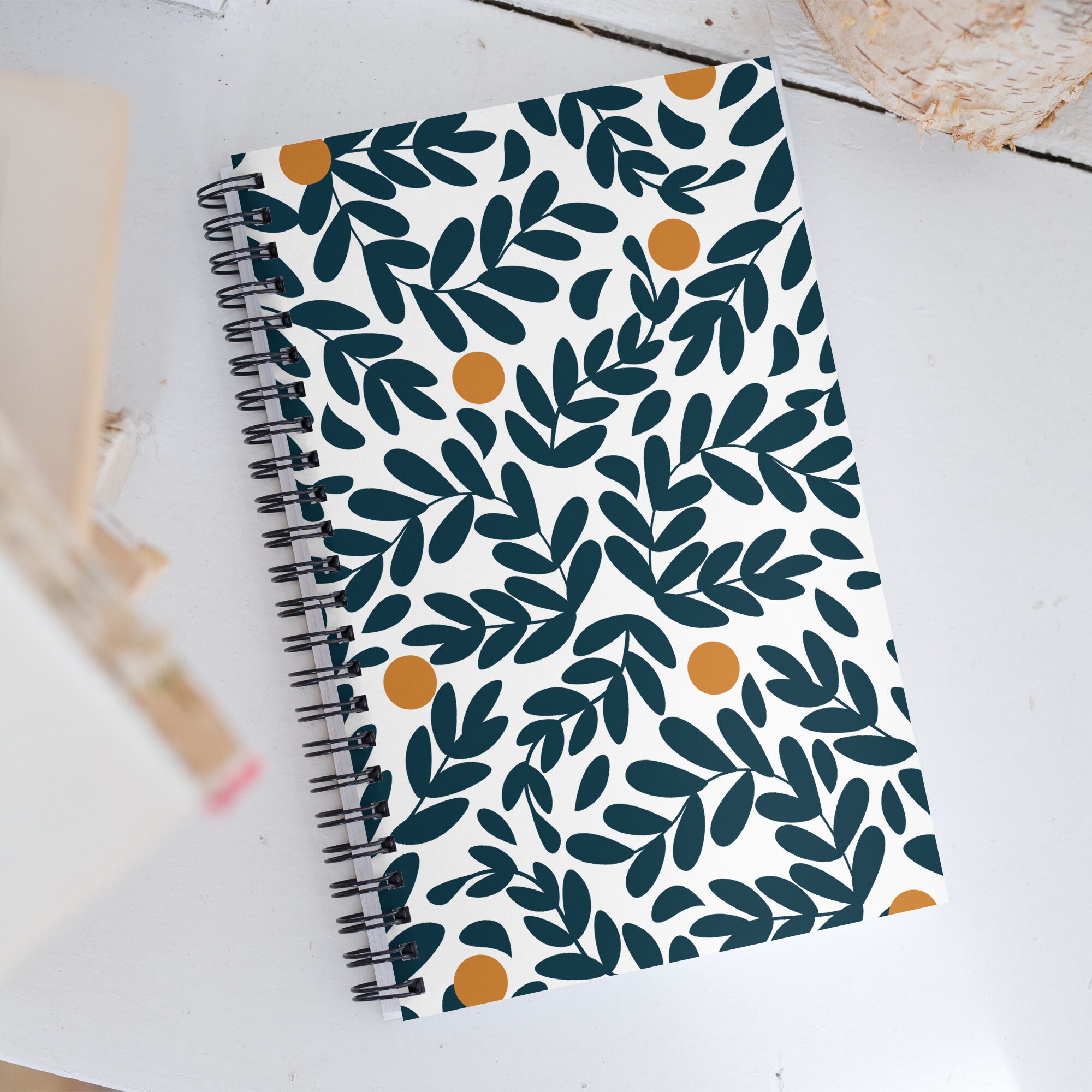 Green Leaves Spiral Notebook Bullet Journal With Dotted Pages Botanical ...