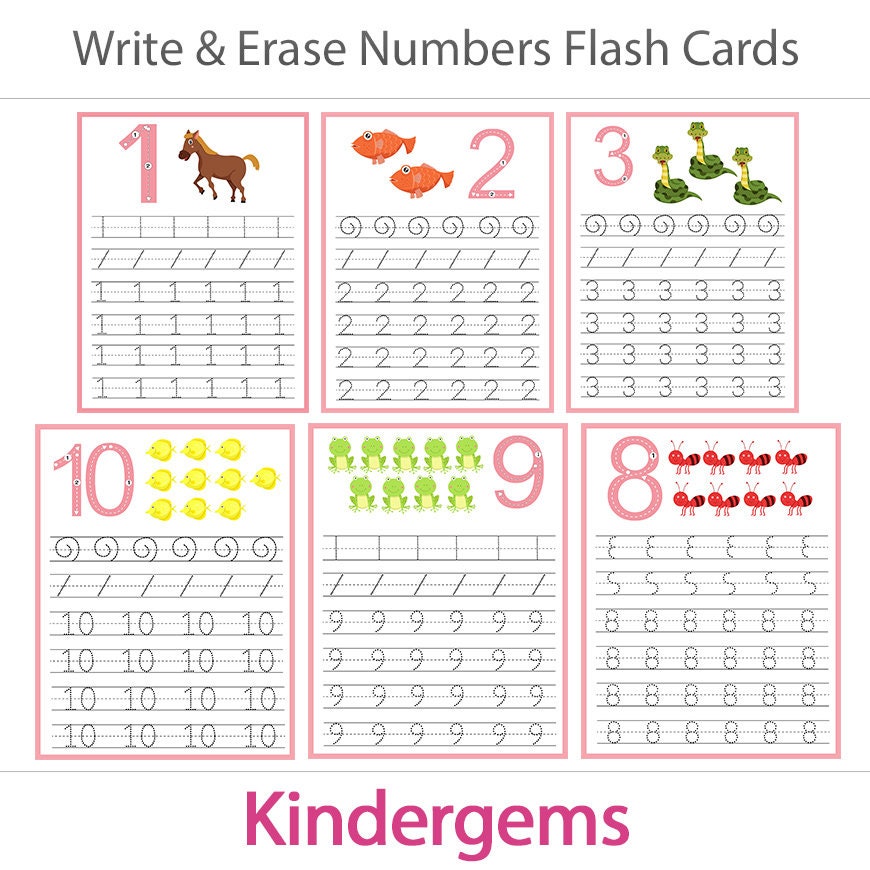Write and Erase Numbers Flash Cards 2 Preschool | Etsy