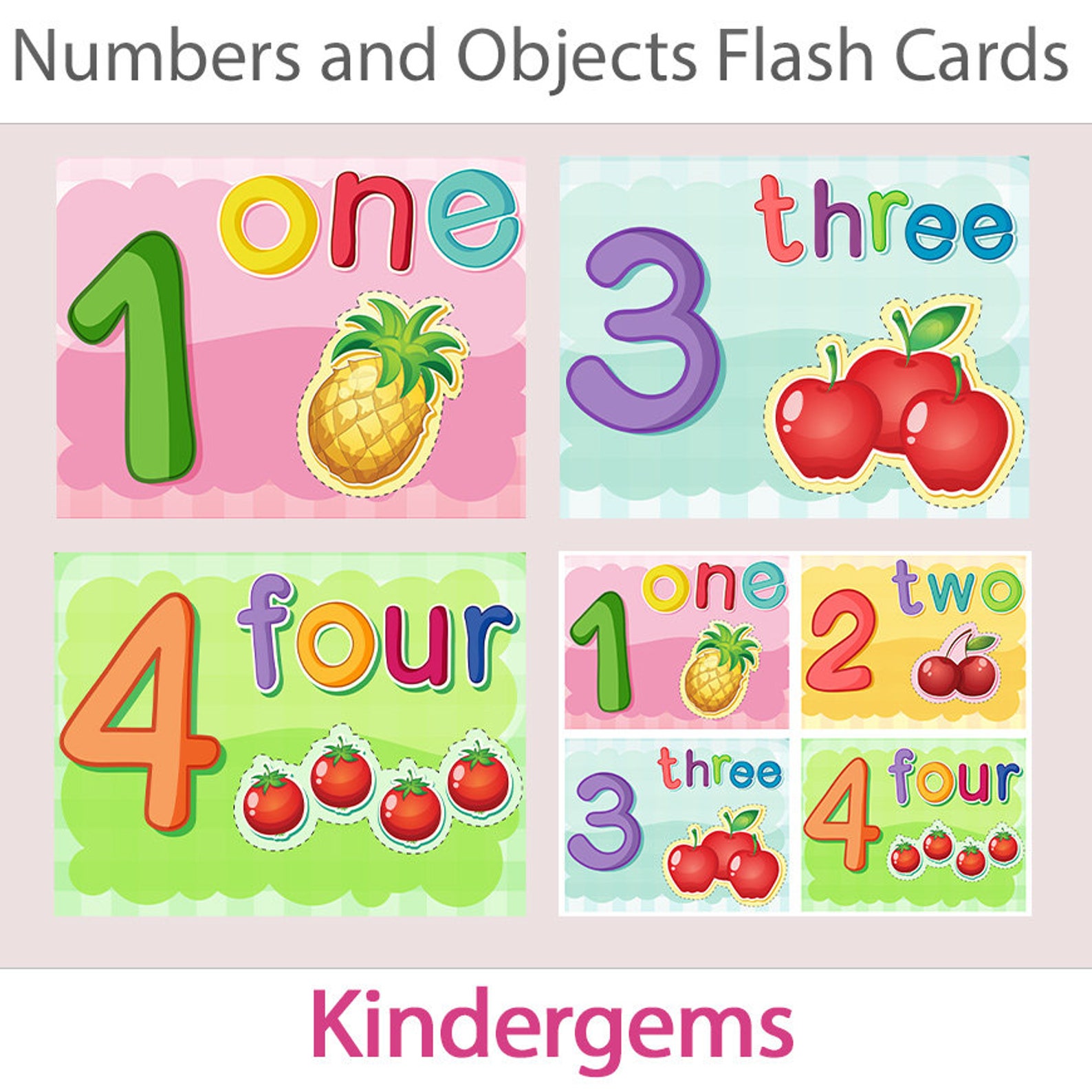 Numbers and Objects Flash Cards Preschool Kindergarten | Etsy