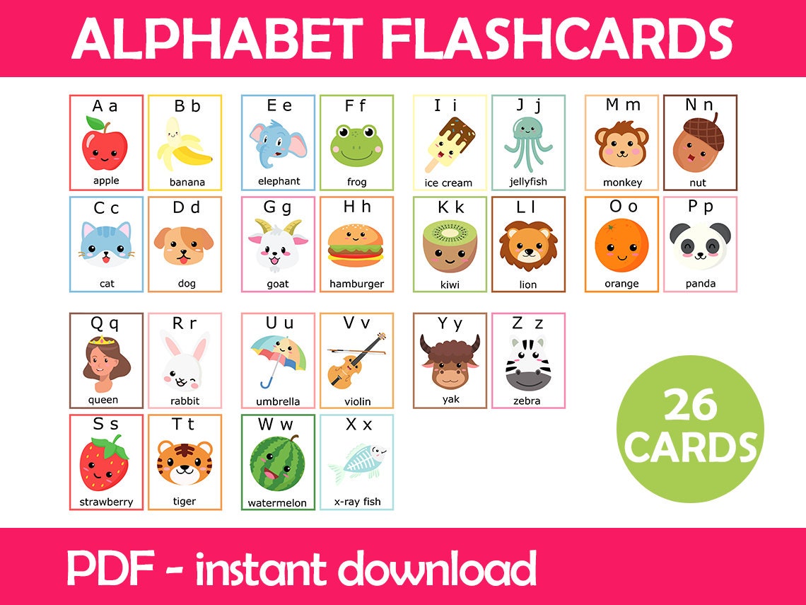 Alphabet Flash Cards Preschool Kindergarten Homeschool | Etsy
