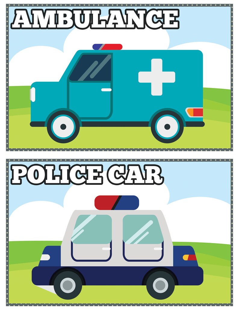 Transportation Flash Cards Preschool Kindergarten | Etsy