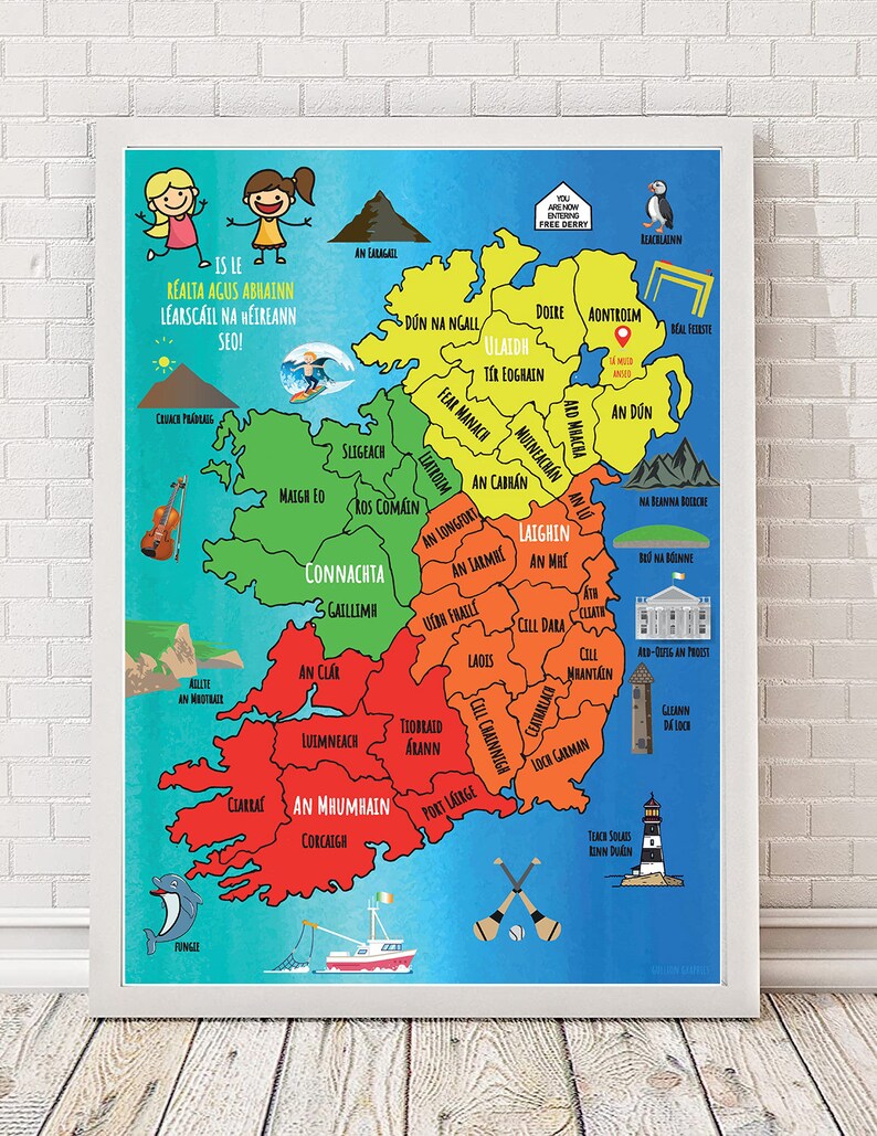 Bundle 2 x Children's Map of Ireland in Irish and English | Etsy
