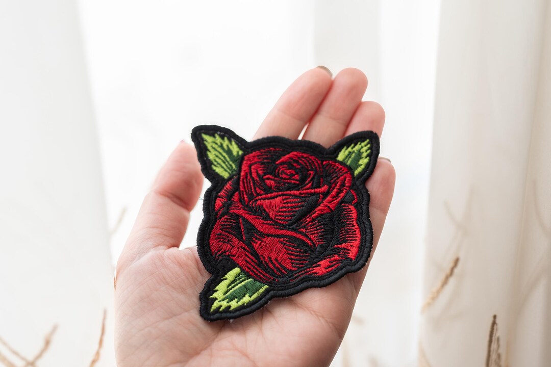 Vintage Embroidered Rose Patch: Sew-on Applique - Etsy