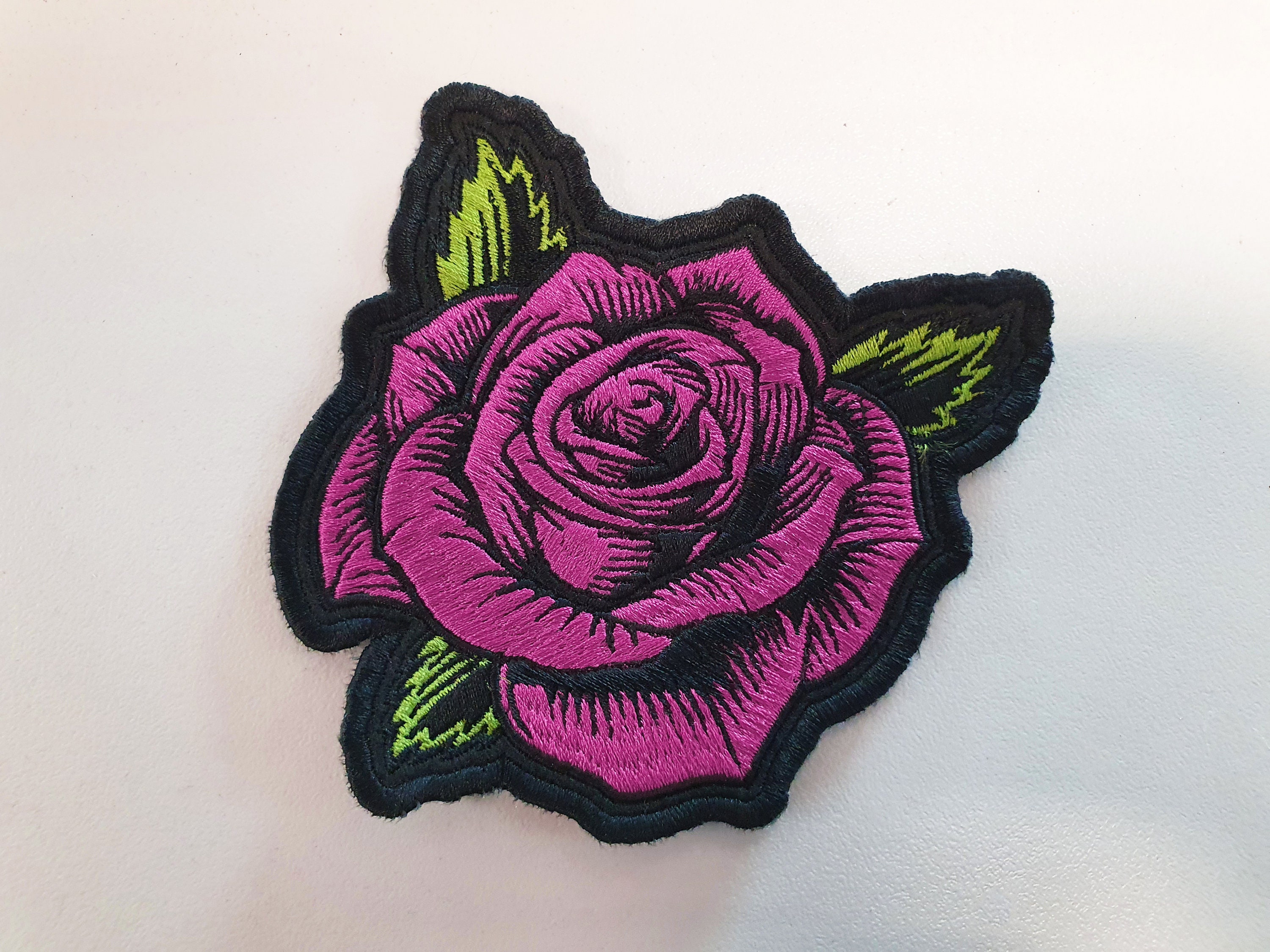 Set of 2 Sew on Rose Patches Big and Small Embroidered Rose - Etsy