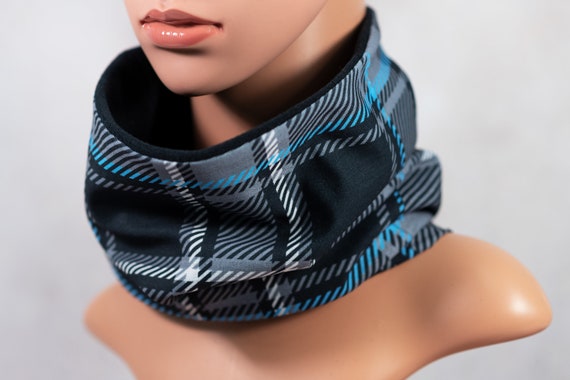 Fleece Lined Neck Gaiter Blue Neck warmer Tube scarf | Etsy