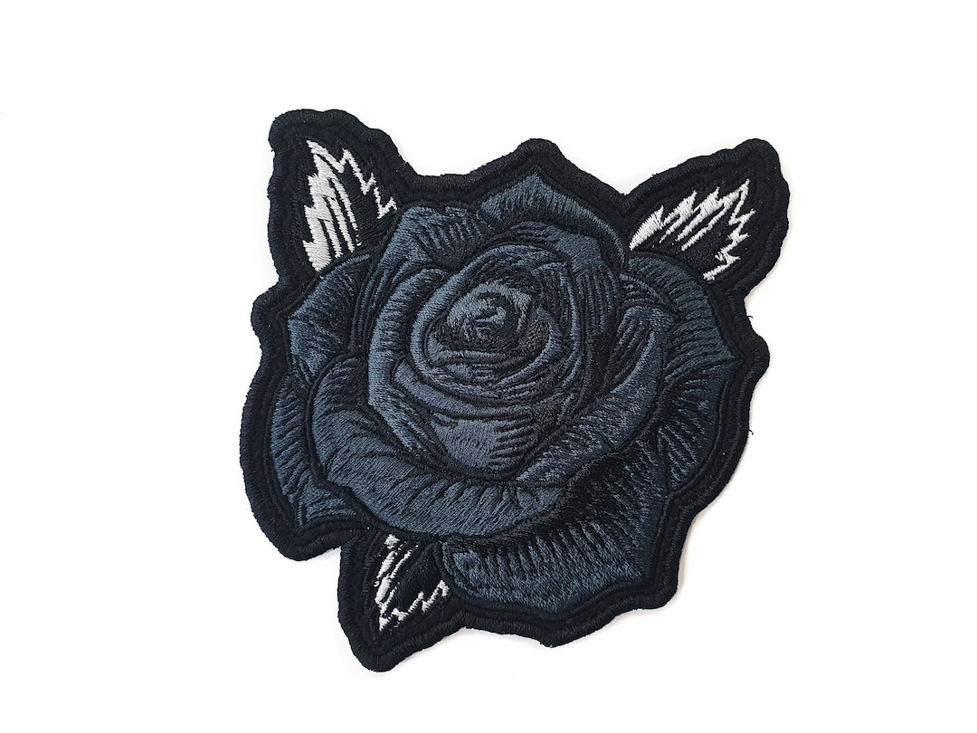 Black or White Rose Flower Patch, Machine Embroidered Rose, Sew on ...