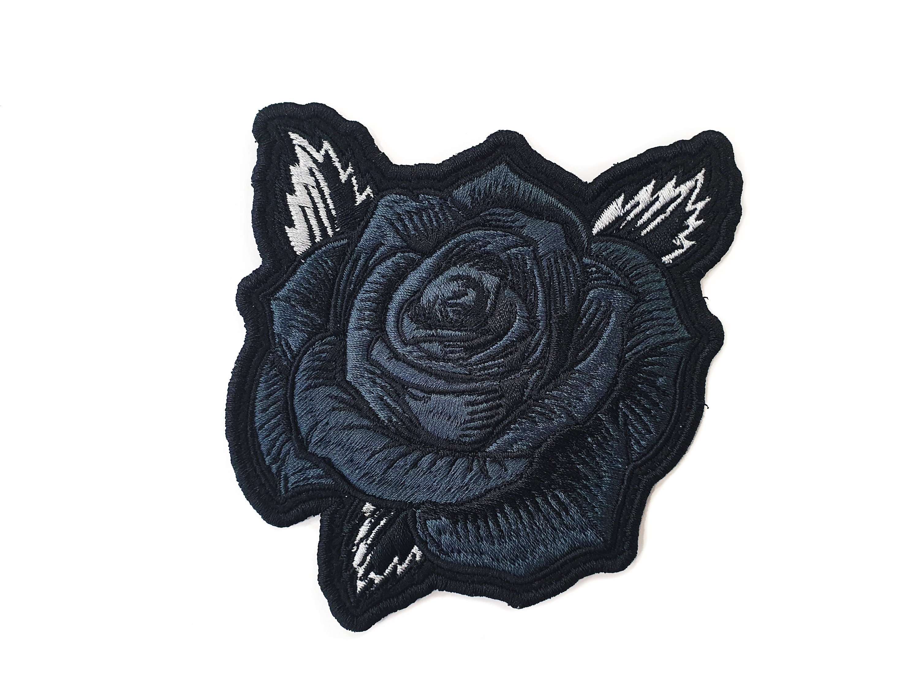 Black or White Rose Flower Patch, Machine Embroidered Rose, Sew on ...