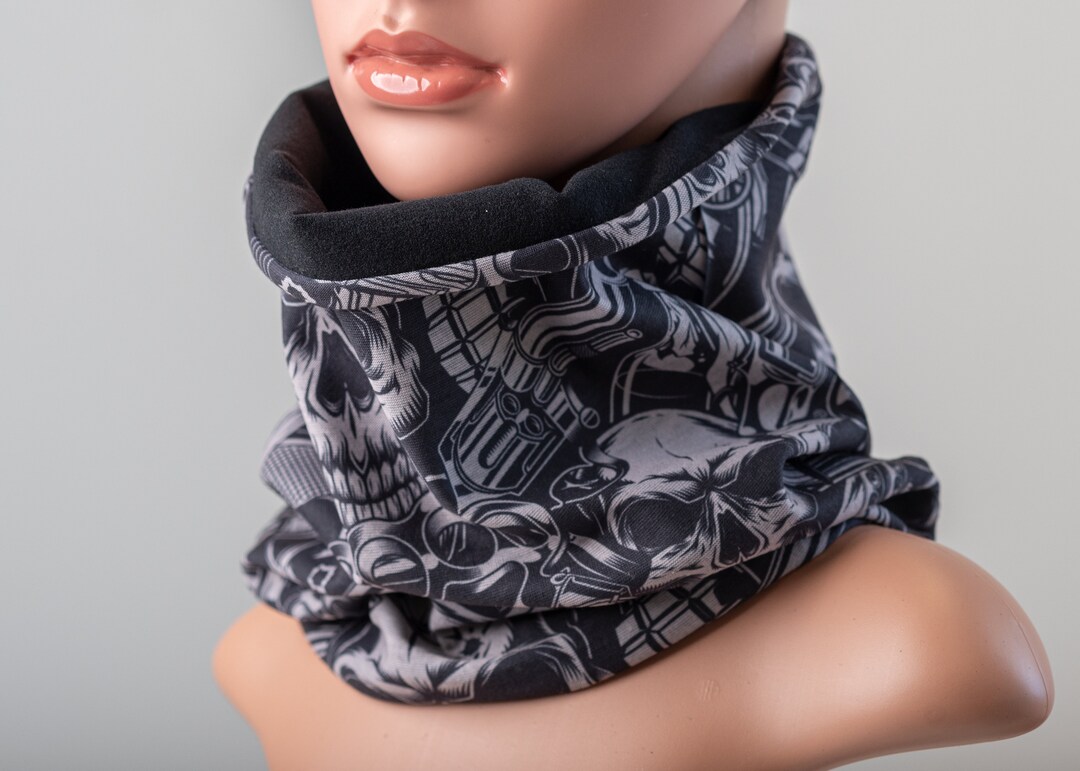 Fleece Lined Neck Gaiter With Skulls Print Face Tube Winter - Etsy