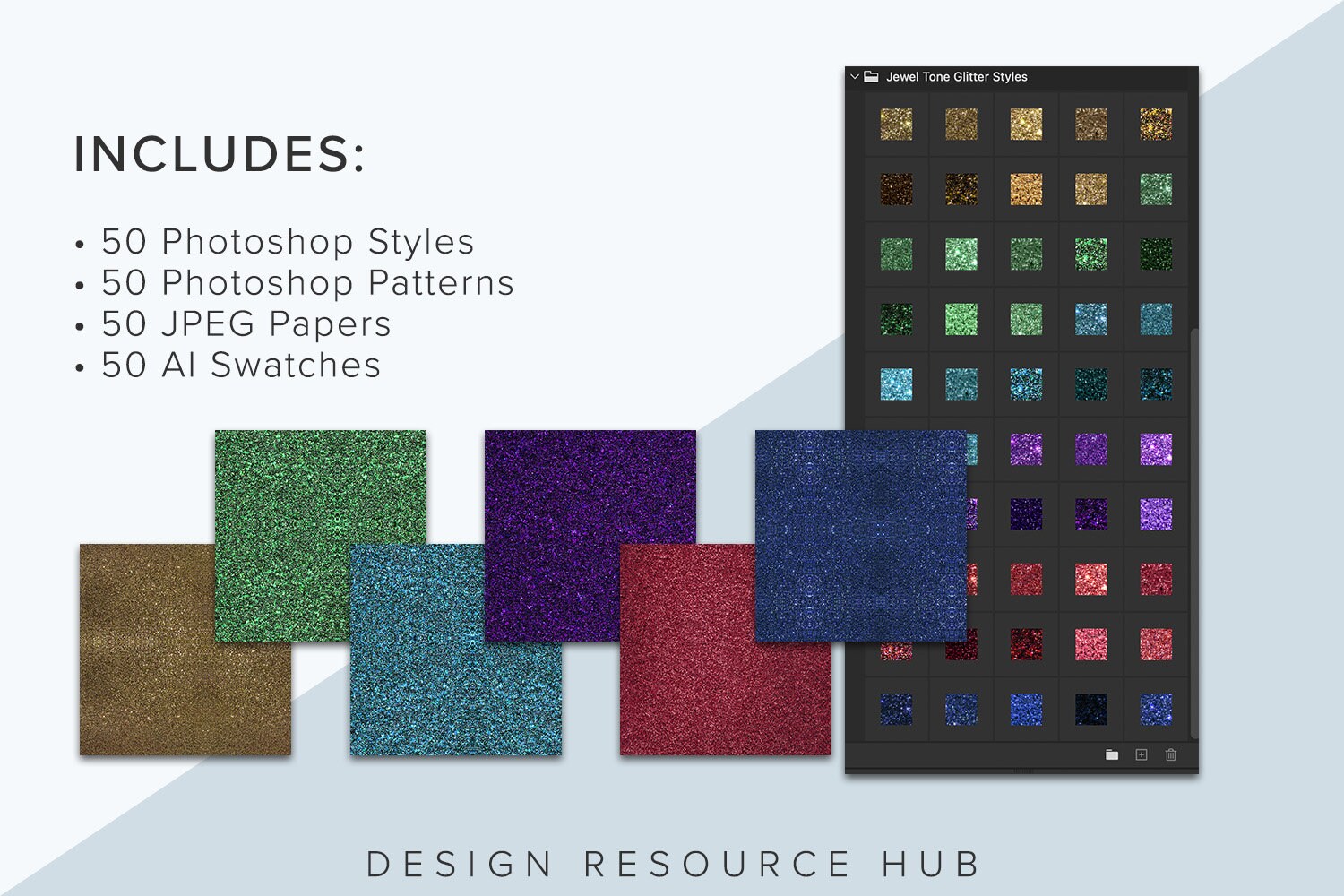 Jewel Tone Glitter Photoshop Style Pack • One Click Layer Style Pack ...