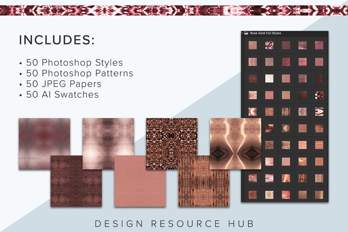 Rose Gold Foil Photoshop Style Pack • One Click Layer Style Pack ...