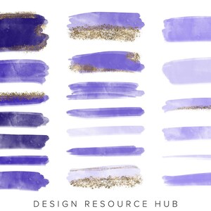 Purple & Gold Digital Brush Stroke Clipart • Logo Artwork • Website ...