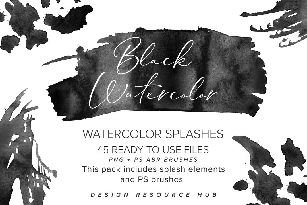 Black Watercolor Splash Pack • Logo Artwork • Website Graphics ...