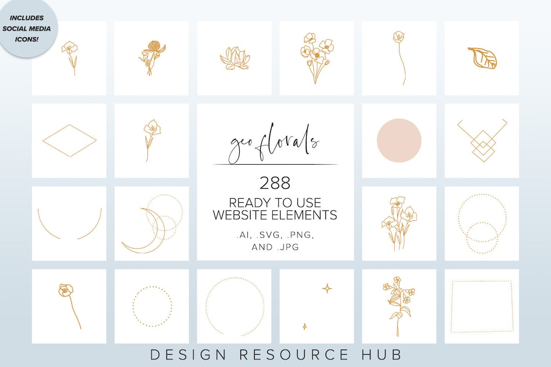 Website Graphics Pack • Geo Florals • Website Accents • Website ...