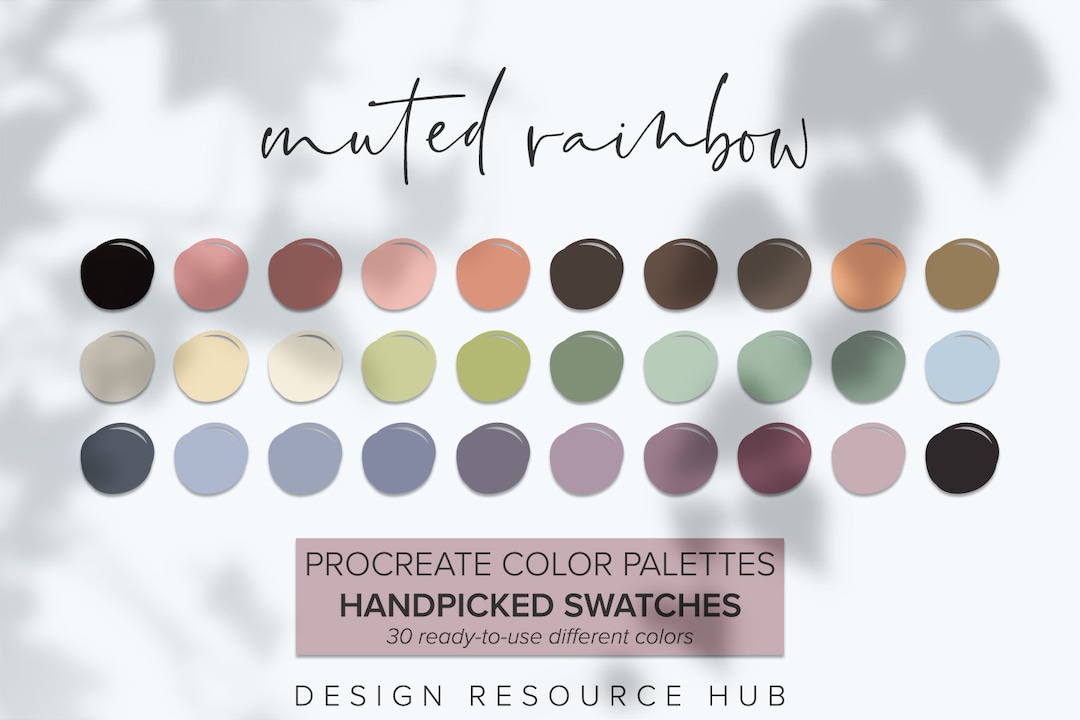 Procreate Color Palette: Muted Rainbow • Graphic Design Resource • iPad ...