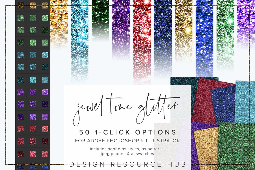 Jewel Tone Glitter Photoshop Style Pack • One Click Layer Style Pack ...