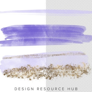 Purple & Gold Digital Brush Stroke Clipart • Logo Artwork • Website ...