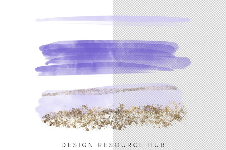 Purple & Gold Digital Brush Stroke Clipart • Logo Artwork • Website ...
