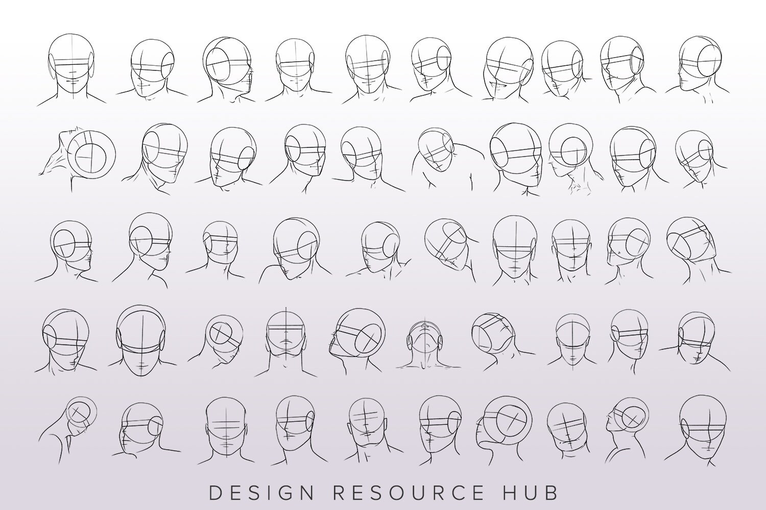 Procreate Drawing Guides: Men Portrait Poses • Procreate Stamps • DIY ...